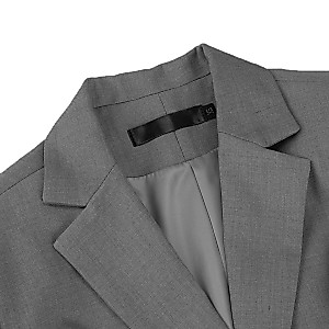 YUNCLOS Women's 2 Pieces Skirt Suit Set Long Sleeve Blazer Jacket and Pencil Skirt Dark Gray