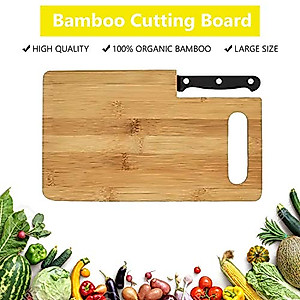 Bamboo Cutting Board Small Wood Board with Handle Build in Knife Cut Cheese Vegetable Fruit