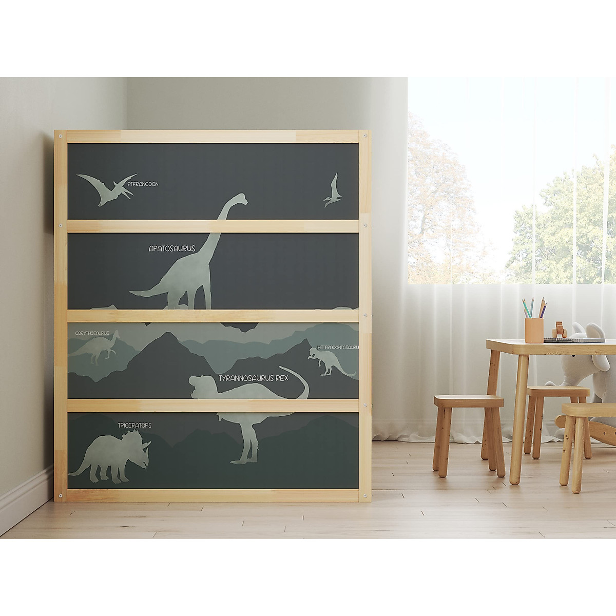COCODECO KURA Bed Dinosaur Decals Kids Room Sticker Nursery Furniture Decals