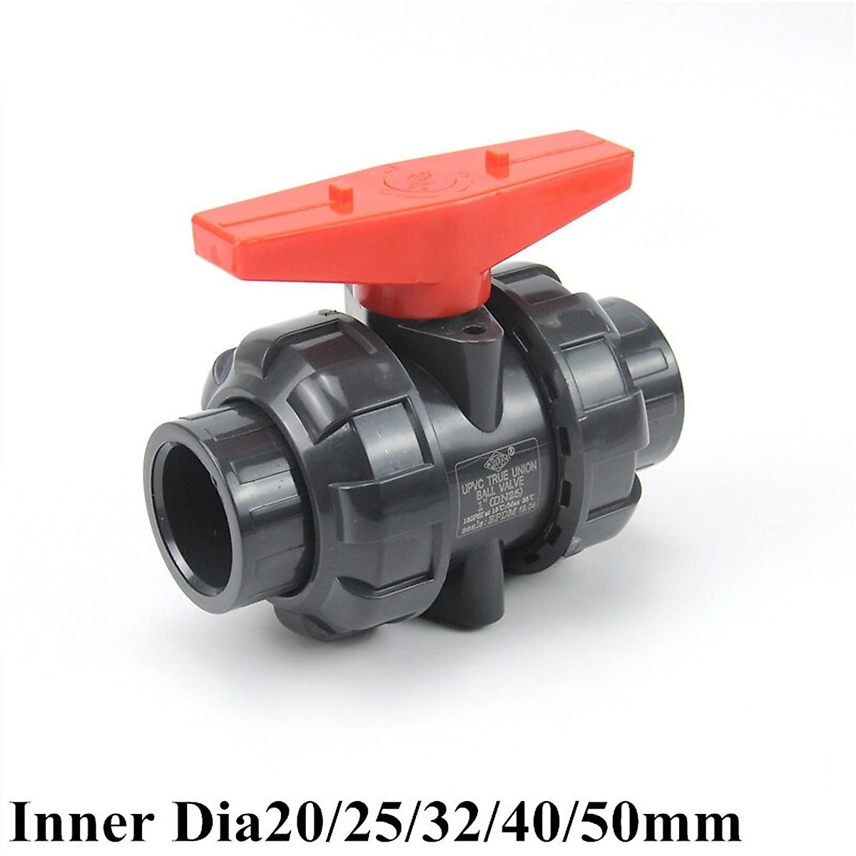 FUDGIO 1Pcs Inner Dia.20~50mm PVC Ball Valve Aquarium Garden Home Water Supply Pipe Connector Fish Tank Tube Fittings 2 Way Valve