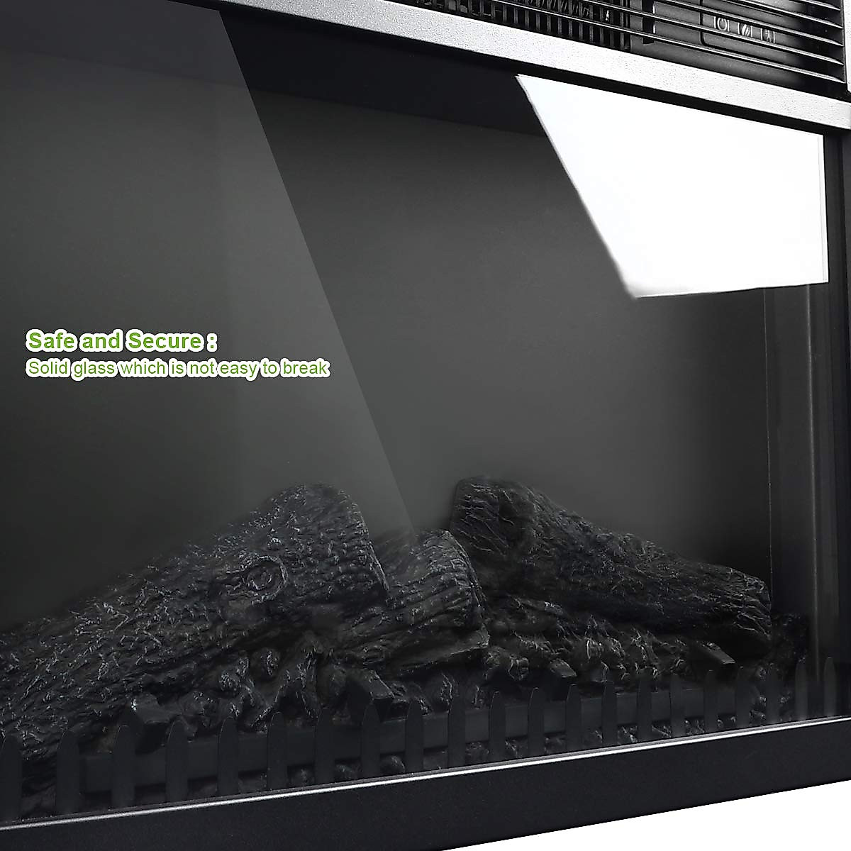 Geniqua 23" Freestanding Wall Mounted Electric Fireplace Insert Heater 1400W Log LED Flame Remote Adjustable Heat Recessed Stove Indoor Warm