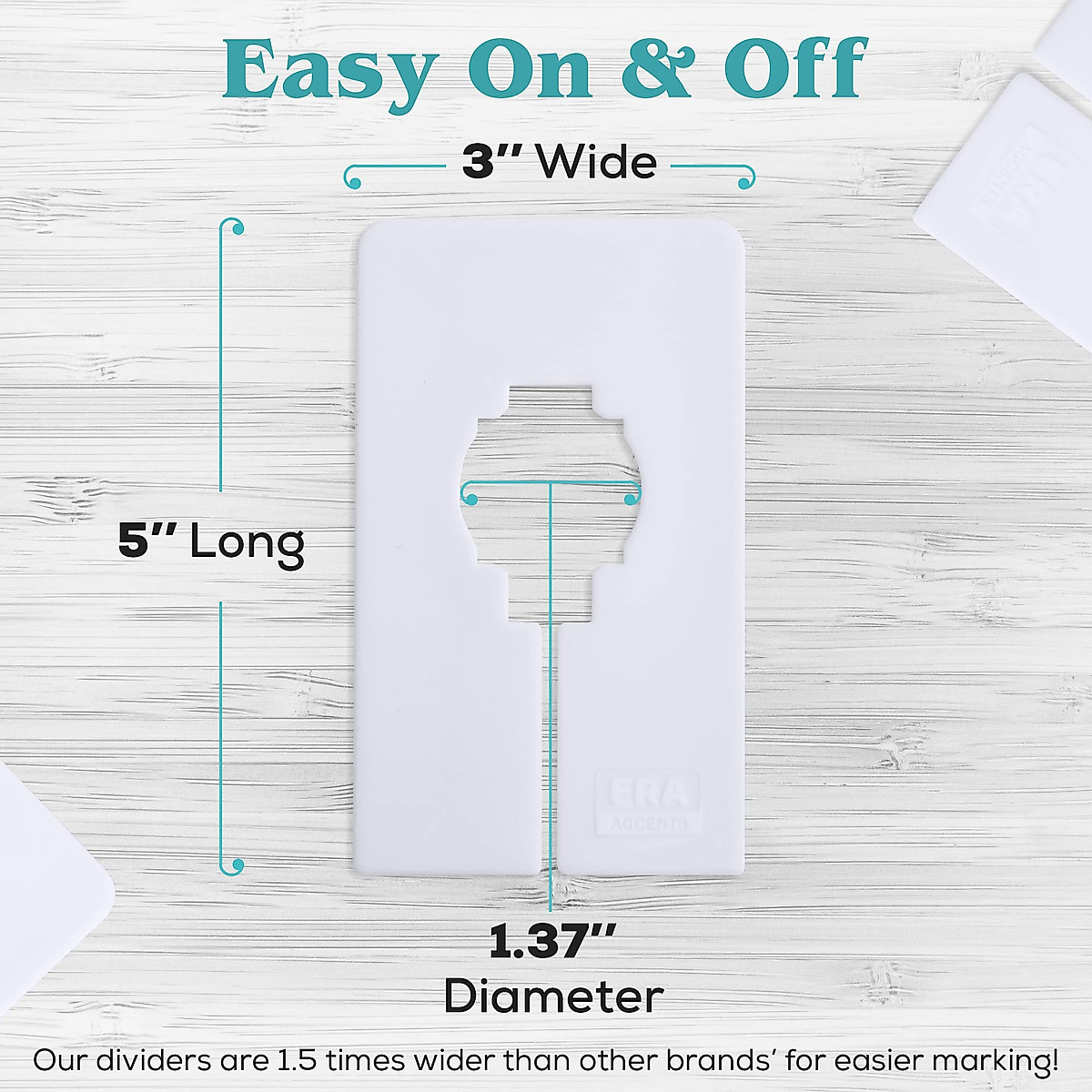 Closet Dividers for Hanging Clothes- 8x Rectangle Clothing Size Dividers for Racks, 1.5 WIDER White Closet Divider Set for Easy Labeling