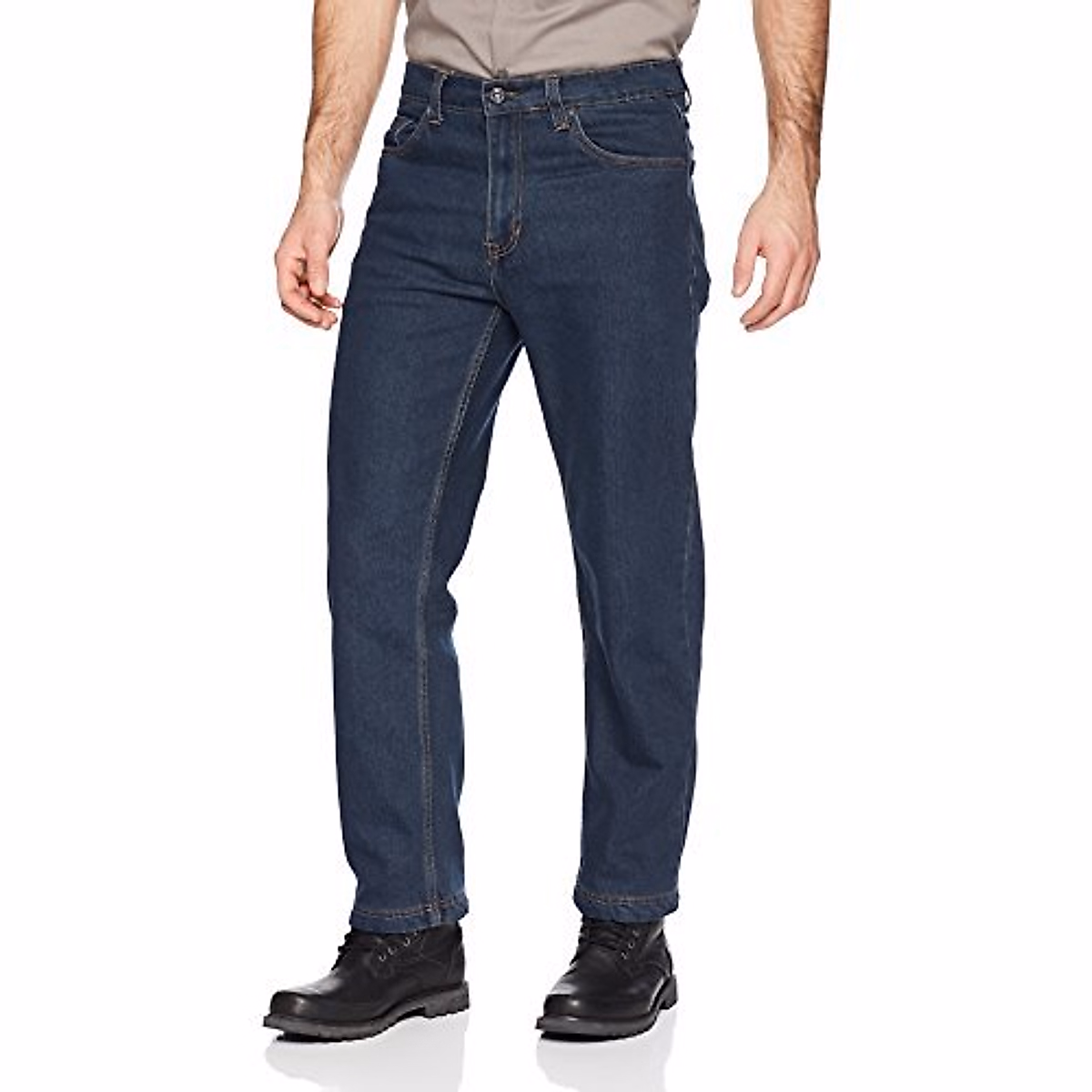 Smith's Workwear Men's Stretch 5 Pocket Relaxed Fit Jean, dark vintage wash, 36W x 30L