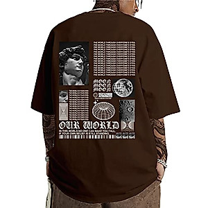 SOLY HUX Men's Letter Graphic Tees Casual Printed Short Sleeve T Shirts Crew Neck Summer Oversize Shirts Tops for Guys Chocolate Brown M