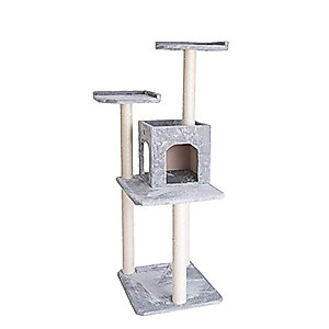 Gleepet GP78571022 Cat Tree, Real Wood Play House, Silver Gray,14 D x 27 6 W x 57 H