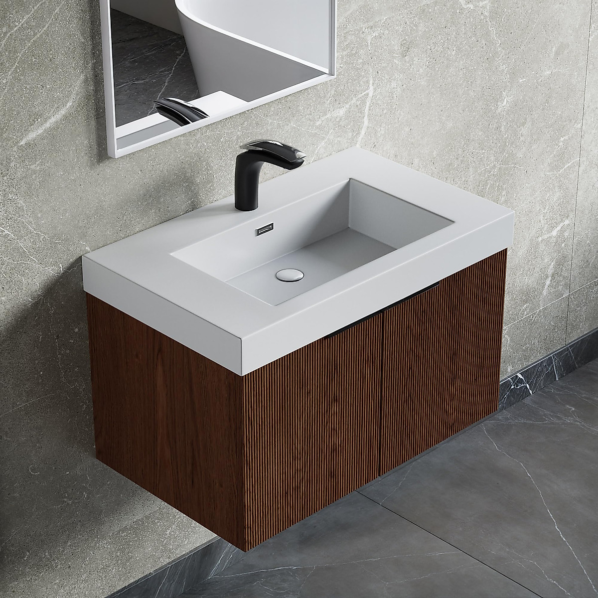 Dowell 30" Bathroom Sink,Single Bowl Vanity Basin,Rectangular Drop-In Bathroom Sink with Overflow,White-000 3018BP