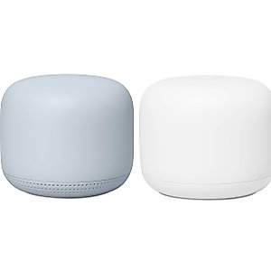 Nest WiFi Router Snow with 1 Access Point Mist - Mesh Router for Wireless Internet - Wi-Fi Extender with Smart Speaker - Works with Nest WiFi and Google WiFi Home Wi-Fi Systems (Renewed)