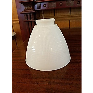 B&P Lamp 6 Inch Top Diameter I.E.S Style White Opal Glass Reflector Shade with Waffle Pattern Glass - Perfect Replacement for Antique Style Floor Lamps