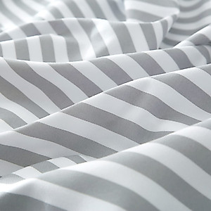 EAVD Duvet Cover Twin Grey Striped Duvet Cover Soft Microfiber Classic Striped Geometric Bedding Set with 2 Pillowcases Reversible Modern Grey Striped Comforter Cover with Zipper Closure