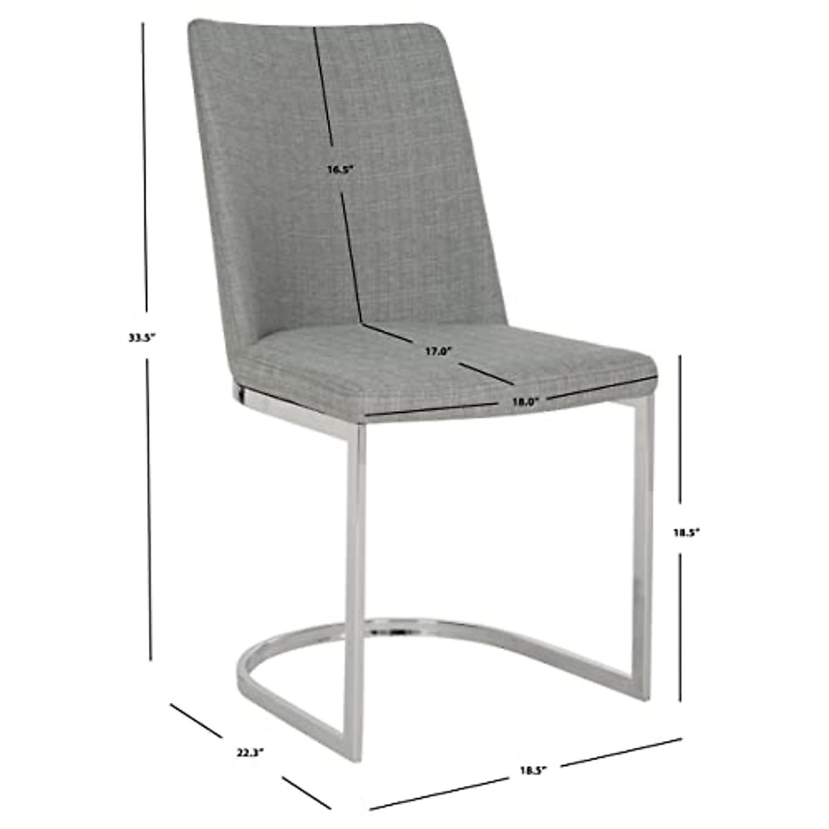 Safavieh Home Collection Parkston Linen Grey Glam Side Chair (Set of 2)