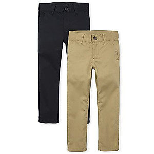 The Children's Place boys Skinny Chino Pants, Flax/New Navy, 8