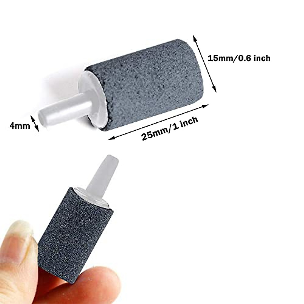 50 Pack 1 Inch Air Stone,Aquarium Air Stones, Cylinder Bubble Diffuser Airstone Fish Tank Bubbler Air Pump Accessories for Aquariums Hydroponics Grey (50 Pack)