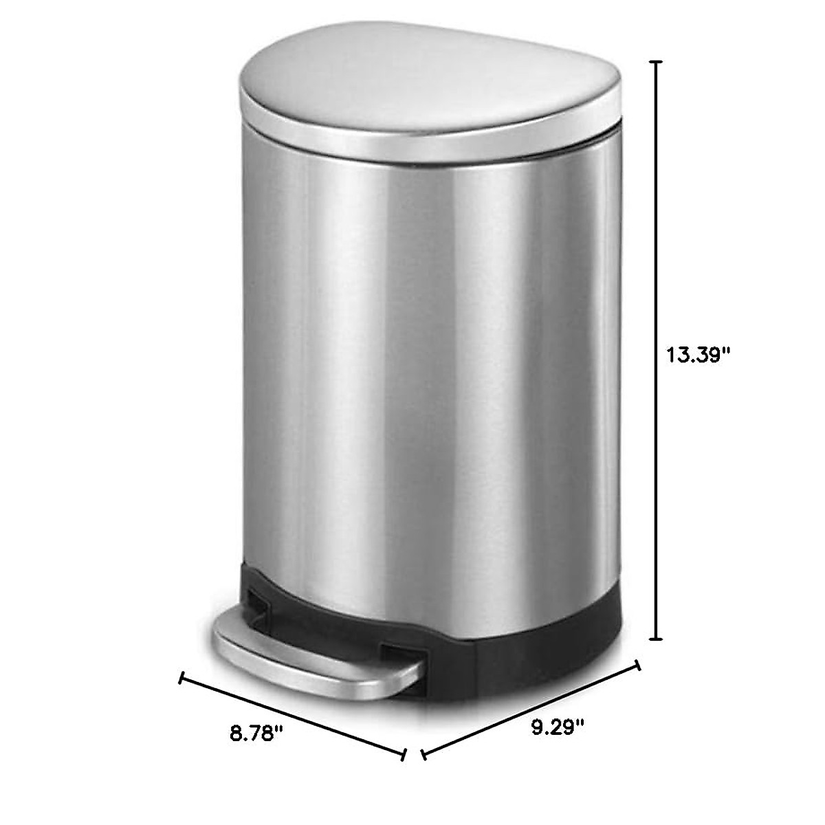 Veelesa 1.6 Gal/6 Liter Stainless Steel Semi-Round Step-on Bathroom Office and Kitchen Trash Can