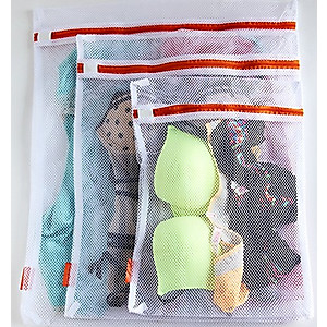 Liphontcta Premium-Quality Breathable Micro Mesh Fabric Lingerie Delicates Bra Underwear Hosiery Washing Bags White Set of 3