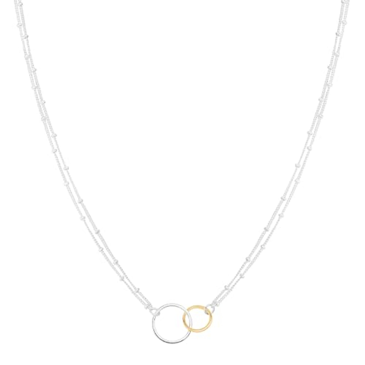 Silpada 'Pagosa' Circle Linking Station Necklace in Sterling Silver and 14K Yellow Gold Plating, 16" + 2"
