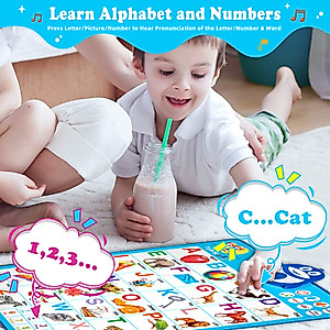 Lefree Electronic Interactive Alphabet Wall Chart, Preschool Learning Toys, ABC & Numbers & Music Talking Poster, Toddler Christmas Gifts (Alphabet-Blue)