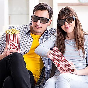 300 Pcs Paper Popcorn Bags Bulk Popcorn Bags Individual Servings Paper Sleeves Vintage Red and White Striped Pop Corn Bags for Party Movie Night Carnival Supplies Popcorn Machine Accessories (2 oz)