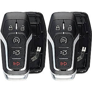 KeylessOption Keyless Entry Remote Smart Key Fob Shell Case for Ford Fusion Mustang Edge M3N-A2C31243800 (Pack of 2)