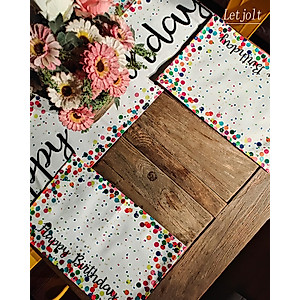 Letjolt Birthday Placemat Happy Birthday Sign Birthday Table Mats White Birthday Table Decorations Birthday Party Supplies, Set of 4