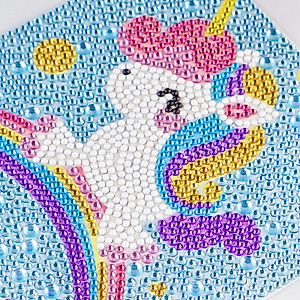 yohuu 5D Diamond Art Kit for Kids 7.1"X7.1" with Wooden Frame Arts and Crafts for Kids Ages 6-8-10-12 Easy to DIY Mosaic Gem Dots Painting by Number Kit Home Wall Decoration