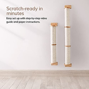 Furmia Cat Wall Scratcher, Cat Wall Furniture For Indoor Cats, Wall Mounted Cat Scratching Post, Modern Cat Scratcher, Cat Scratcher Wall Cat Tree, Cat Wall Scratching Post, Holds Up To 40lbs (2-Tier)