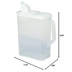 Buddeez Bulk Food Storage Container - 8 Quart All Purpose Clear & Large Pantry and Kitchen Organization and Storage - Cereal, Flour, Sugar, Rice Dispenser, EZ Grip Handle, EZ Pour Spout (White Lid)