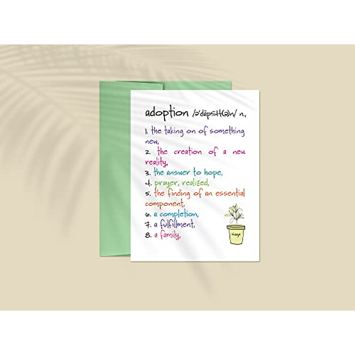 Adoption Cards - Adoption Greeting Card - New Family Card - Congratulations Card for Adoptive Parents - New Baby Son Daughter Gift - 4.25" x 5.5" Folded Card and Envelope Set