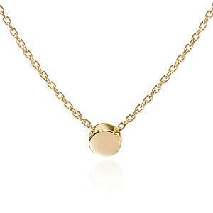 S.Leaf Sterling Silver Tiny Dot Necklace Round Circle Necklaces for Women Dainty Necklaces for Women Simple Necklaces for Women (01_dot_gold)