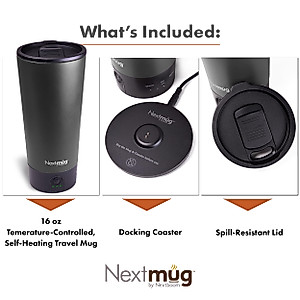 Nextmug Go - Temperature-Controlled, Self-Heating Travel Mug (Graphite - 16 oz.)
