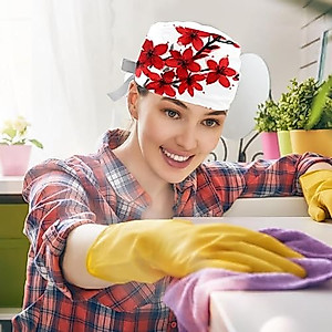 2-Pc Gourd-Shaped Working Cap,Fisherman Hat with Buttons and Cotton Sweatband,Pink Cherry Tree in Blossom