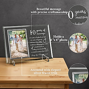 Unique Prints Design 10 Year Anniversary for Her or Him Gifts, 10th Wedding Anniversary Picture Frame for Couple, Tin Aluminum Anniversary Marriage Presents for Wife or Husband