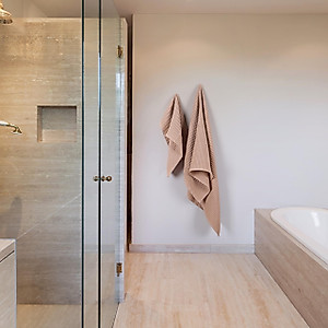 Püskül - 4 Pieces Waffle Towel Sets for Bathroom, Premium Organic Turkish Cotton 2 Hand Towels 2 Bath Towels Set (Beige)