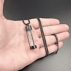 YOUFENG Urn Necklace for Ashes Timeless Hourglass Memorial Pendant Keepsake Cremation Jewelry for Human Pet Ashes Black