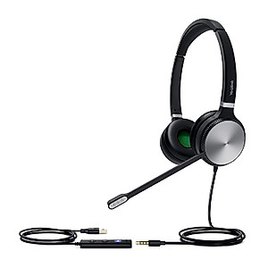 Yealink UH36 Professional Wired Headset - Telephone Headphones for Calls and Music, Noise Cancelling Headset with Mic for Computer PC Laptop（for Teams Optimized, Stereo,3.5mm Jack/USB Connection）