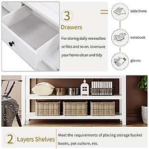 Lovcamp Console w/2 Drawers and Bottom Shelf,HallwayTable Table for Entryway Dining, Living Room, Home,Eassy to Assemble，Navy Blue, Antique White