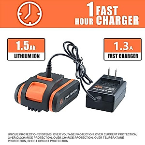 MAIBERG Screw Gun Cordless Driller, Electric Power Drill Cordless with 21V Battery, 1hour Charger, Cleaning Brush, 3/8" Keyless Chuck, 2 Variable Speed and Bits for Drilling Wood Metal