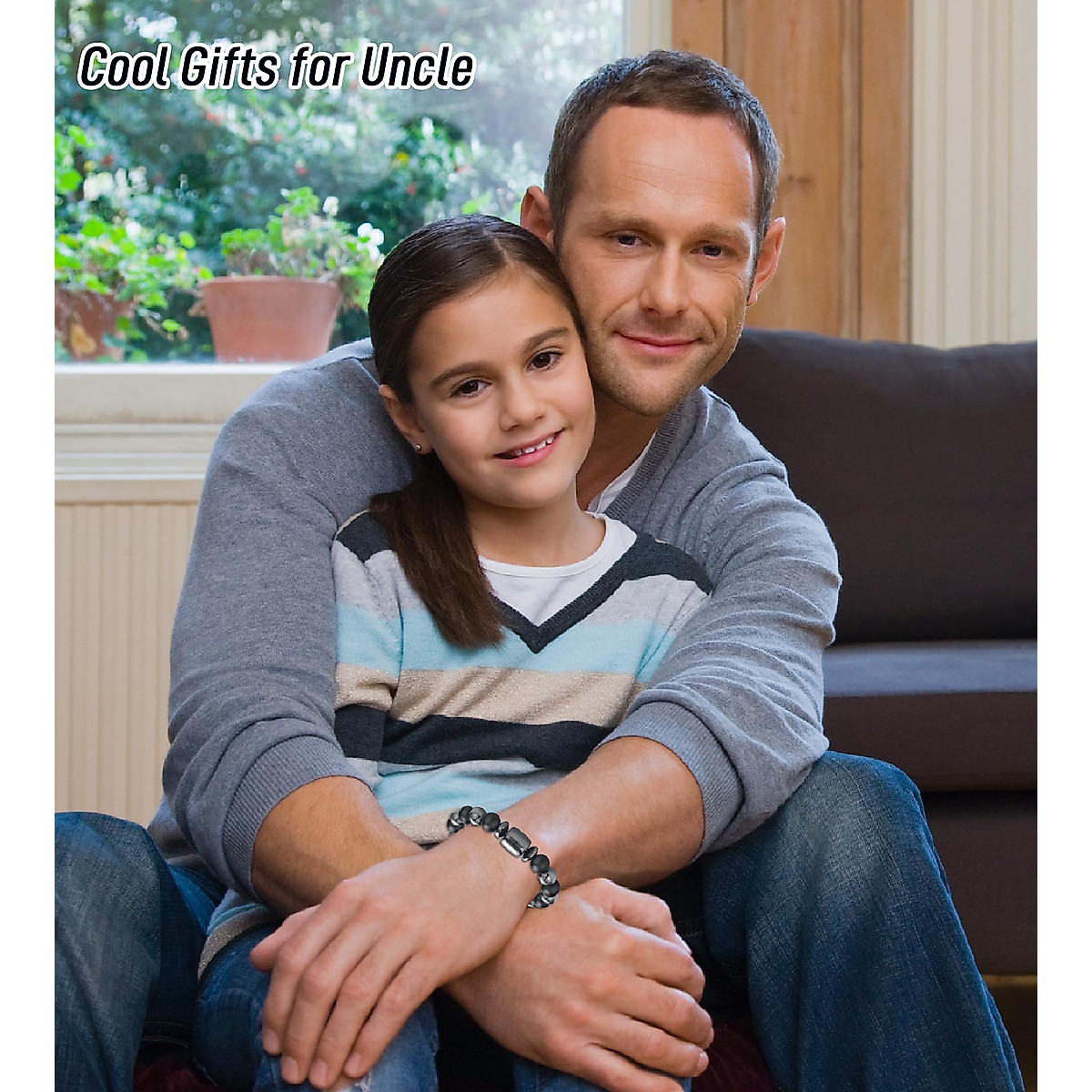 Easter Gifts for Uncle, Uncle Gifts, Uncle Bracelets for Men Fathers Day Birthday Gifts Idea Stocking Stuffers Cool Small Best Uncle Ever Gifts from Niece