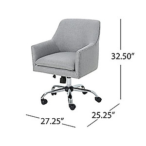 Morgan Mid Century Modern Fabric Home Office Chair with Chrome Base, Gray