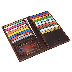 Swiss Marshall RFID Blocking Bifold Genuine Leather Credit Card ID Holder Long Wallet (Cazoro Brown)