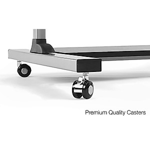 TechOrbits White Mobile Standing Desk Rolling Workstation Cart - Stand Up Media Podium Mobile Desk