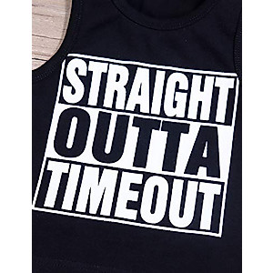 waliwali Toddler Infant Baby Boy Clothes Straight Outta Timeout Vest +Camouflage Shorts Outfit Set(18-24Months(100))