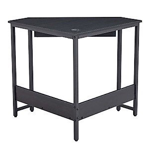 KNAMOTL Corner Desk with Smooth Keyboard Tray& Storage Shelves, Compact Home Office Table with Sturdy Steel Frame, Easy Assemble, Workstation for Small Space