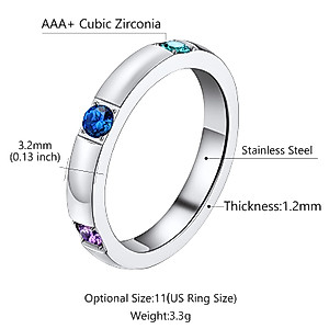 Personalized Mothers Day Rings with 3 Birthstones Engravable Stainless Steel Grandmother Ring Stones Customized Memorial Jewelry Gifts