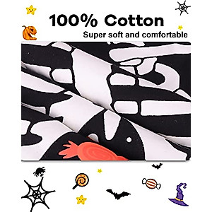 DAUGHTER QUEEN Boys Halloween Pajamas Set 100% Cotton Pjs Skull Pajamas for Boys Pj Kids Sleepwear Clothes Skeleton Jammies Size 11 12 10-12 Years