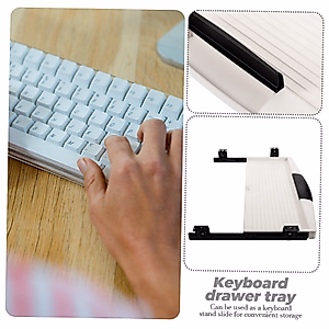 Housoutil Abs Plastic Keyboard Tray Keyboard Guide Rail Computer Desk Accessory Side Mount Keyboard Storage