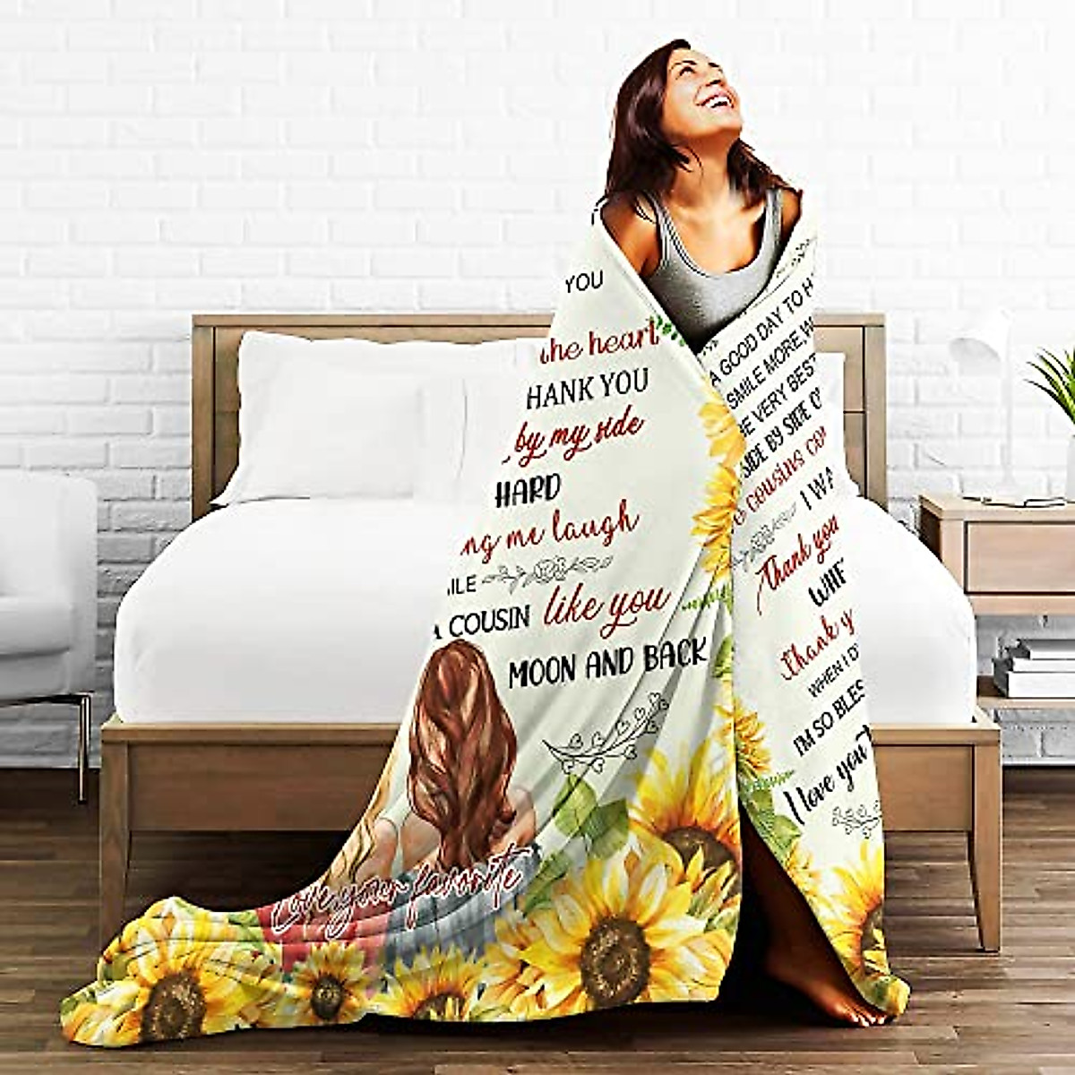 SJEFOJ Cousin Gifts for Women to My Cousin Blanket Throws Best Gift for Birthday Christmas Thanksgiving 60''x 50''