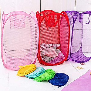 ifundom Laundry Hamper, Folding Mesh Laundry Basket with Durable Handles, Collapsible Clothes Hampers for Kids Room, College Dorm, Travel