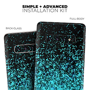 DesignSkinz Black and Turquoise Unfocused Sparkle Print Protective Vinyl Decal Wrap Skin Cover Compatible with The Samsung Galaxy S20 (Screen Trim & Back Glass Skin)