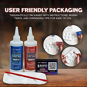 Starbond 5 Minute Epoxy Adhesive - Super Tough and Durable - 1900 lb Lap Shear Strength, 1:1 Ratio Instant Mix — Fast Set, Quick Cure, Compatible with Wood, Metal, Glass, Ceramic, Fabric, 8 oz