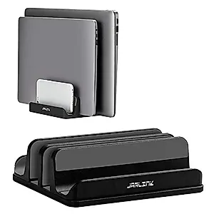 JARLINK Adjustable Vertical Laptop Stand, Desktop Stand Adjustable Laptop Holder with 2 Slots (up to 17.3 inches), Compatible with All MacBook Pro/Air/Microsoft Surface, Newly Designed, (Black)